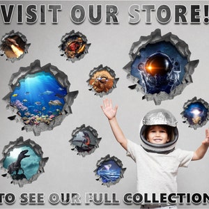 3D Hole in the Wall Decal - Alien Arrival - Alien UFO Outer Space - 3D ...