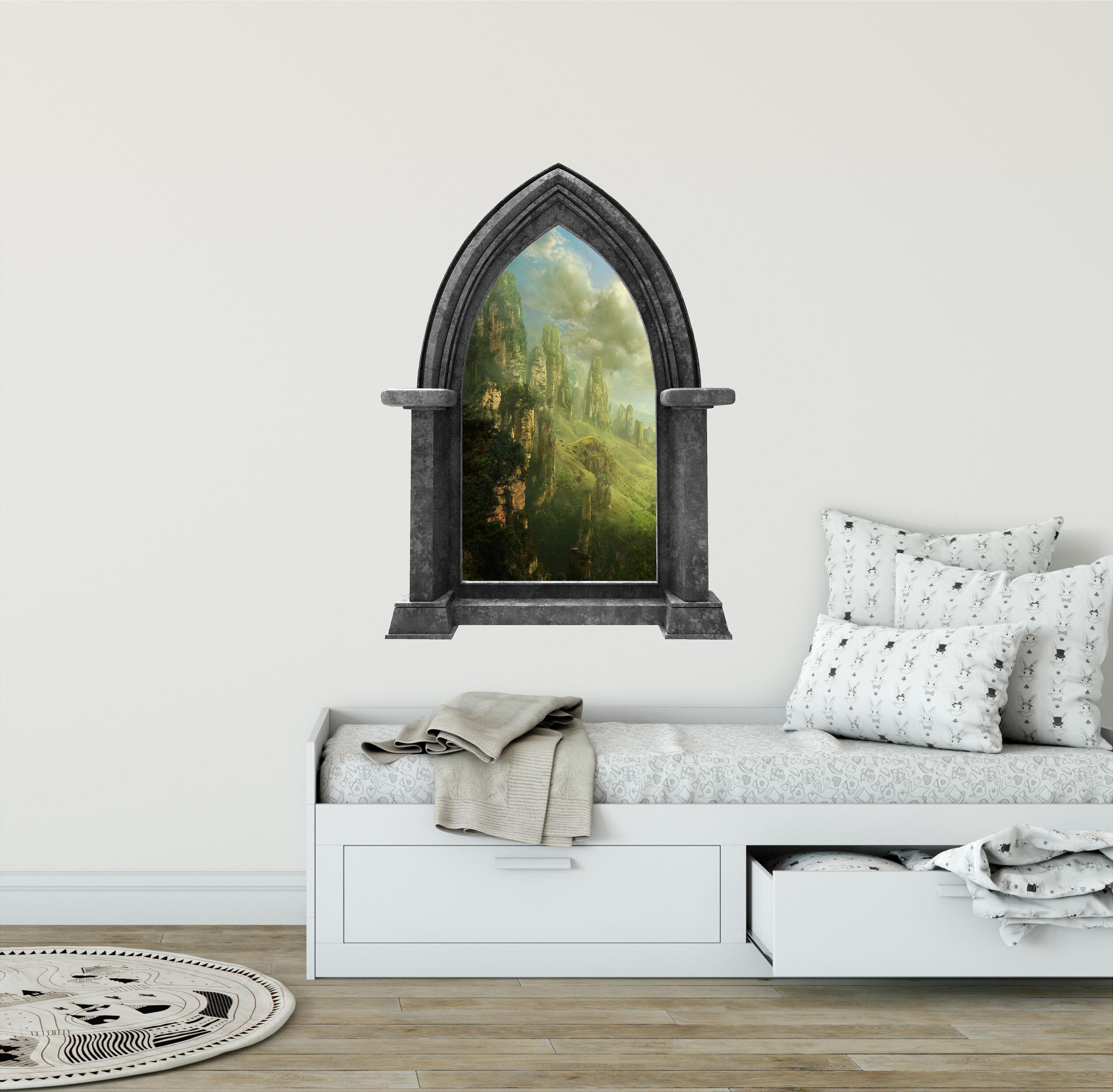 Castle Scape Rock Towers #1 Stone Castle 3D Window Wall Decal Sticker ...