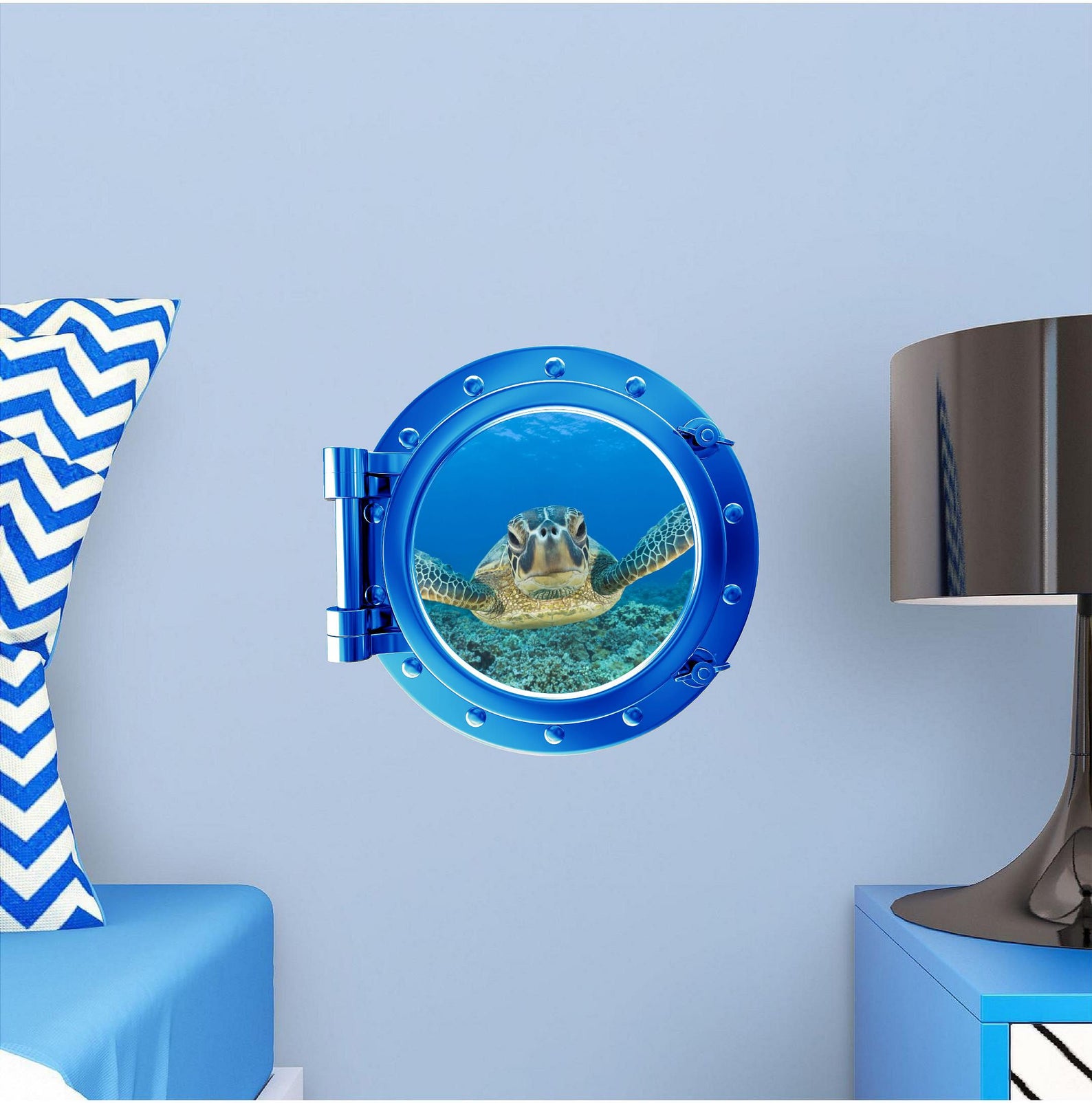 Sea Turtle 3 Porthole 3D Window Wall Decal Colored Port Scape - Etsy