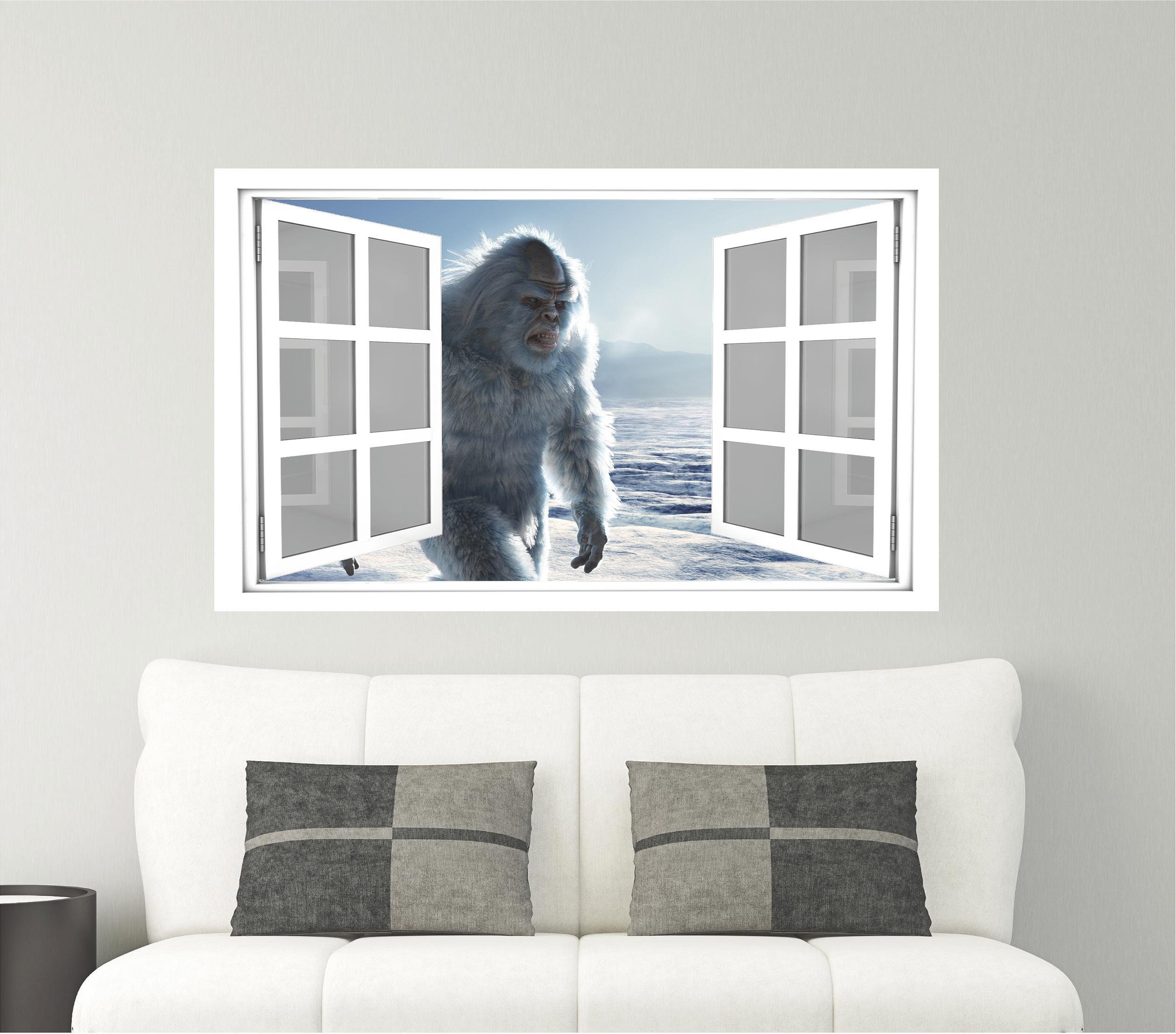 Window Scape YETI 3D Window WALL DECAL Bigfoot Abominable Snowman ...