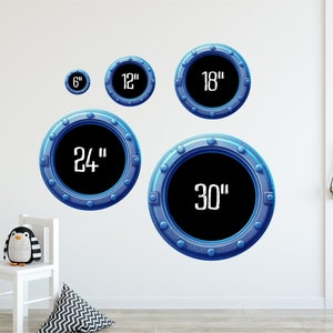 Cartoon Porthole Window Wall Decal - Cartoon Town Sea Bottom Ocean - 3D ...