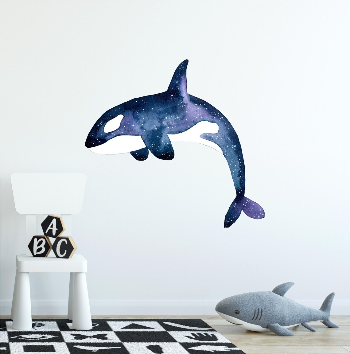 Watercolor Galaxy Killer Whale Wall Decal Night Sky Orca Wall - Etsy