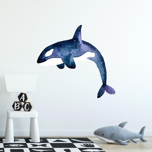 Watercolor Killer Whale 3 Wall Decal Removable Fabric Vinyl - Etsy