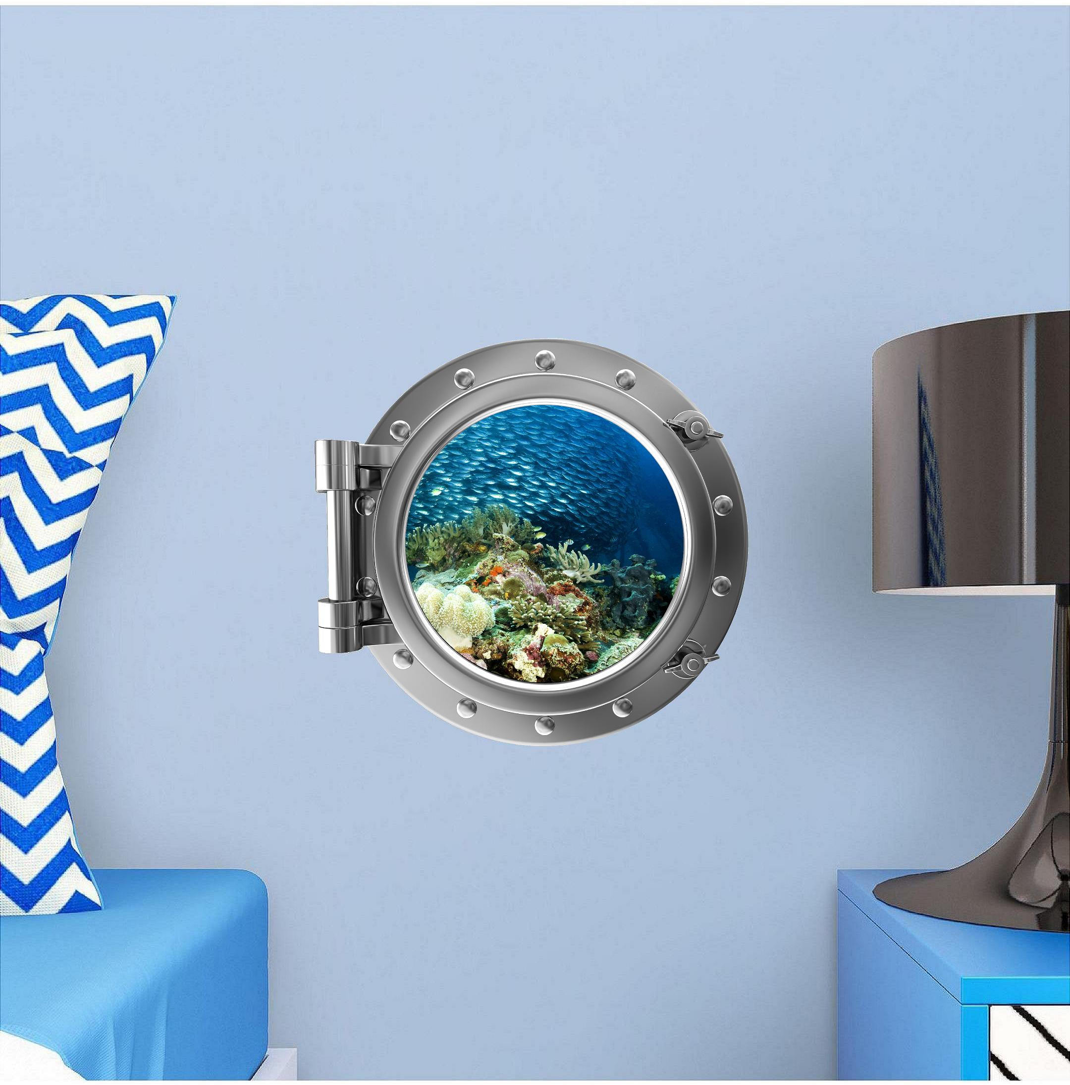 Port Scape Coral Reef 1 Porthole 3D Window Wall Decal Vinyl - Etsy