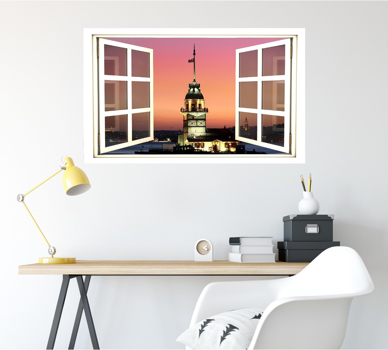 Window Scape Tower at Dusk 3D Window Wall Decal Sticker Fake | Etsy