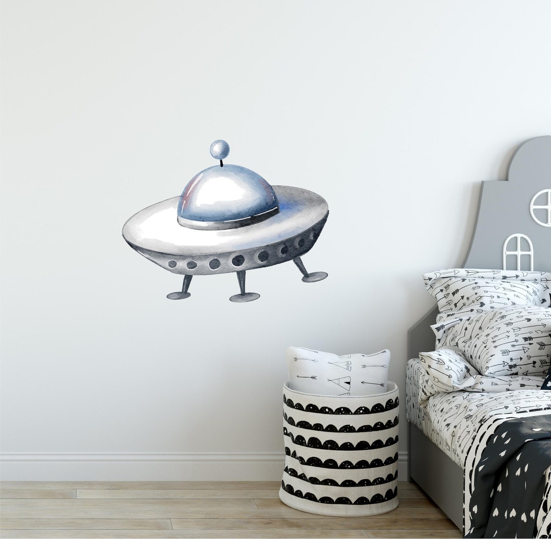 Watercolor UFO #3 Wall Decal Alien Spaceship Wall Sticker Outer Space ...
