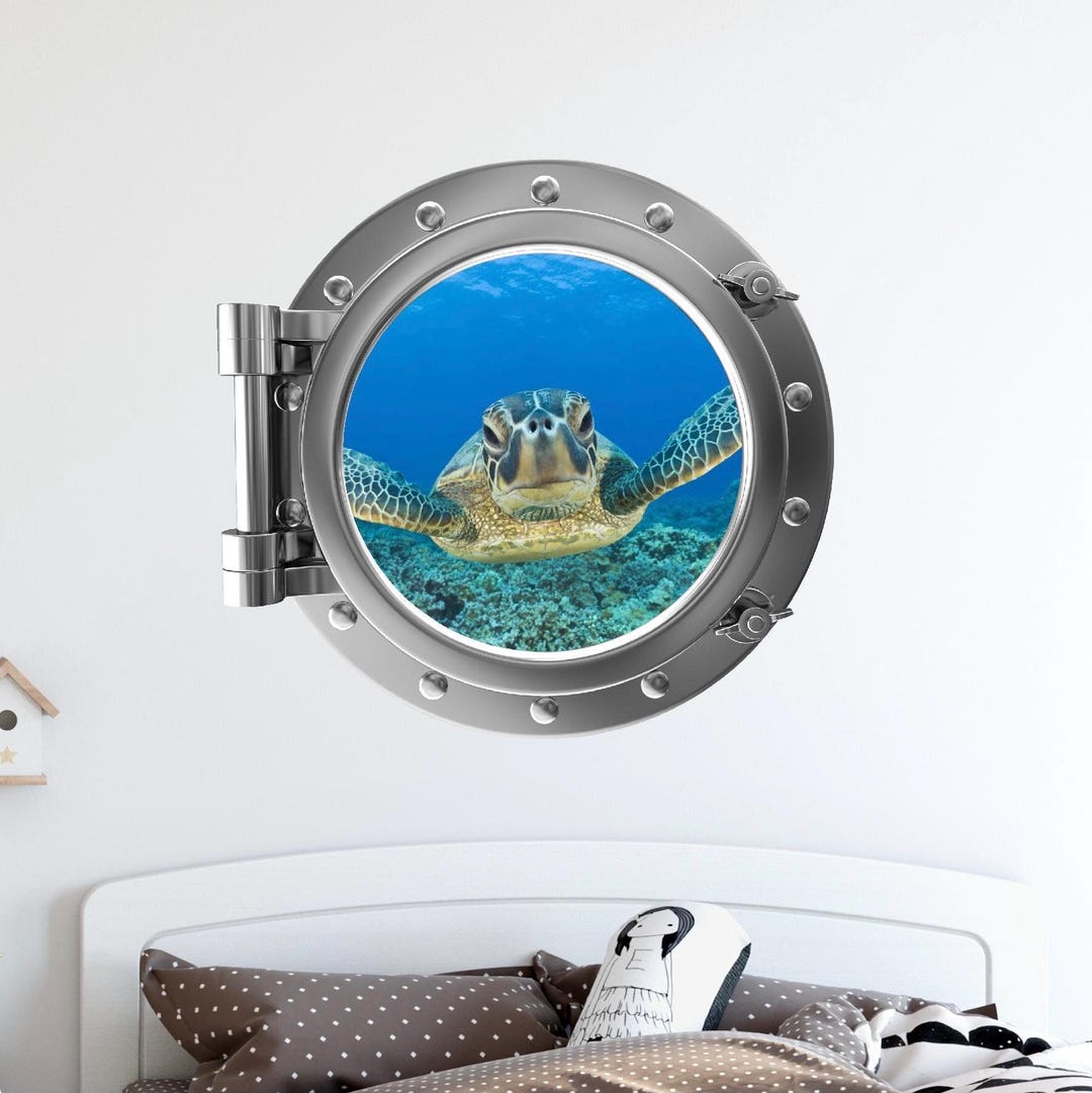 Sea Turtle Porthole Wall Decal: Ocean View Kids Room Decor - Etsy