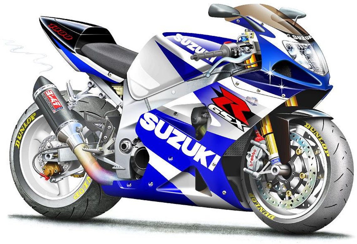 Suzuki GSXR 1000 Wall Graphic Racing Bike Cartoon Motorcycle Decal ...