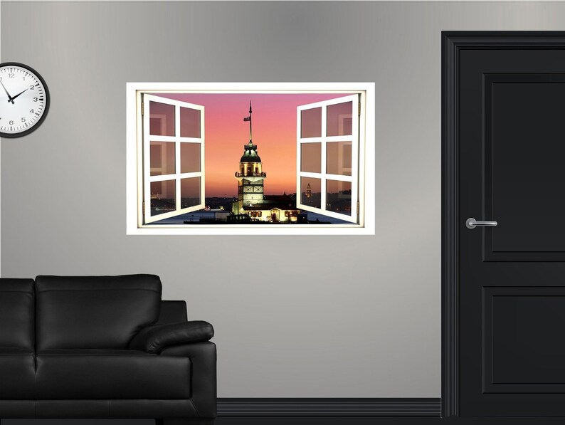 Window Scape Tower at Dusk 3D Window Wall Decal Sticker Fake | Etsy