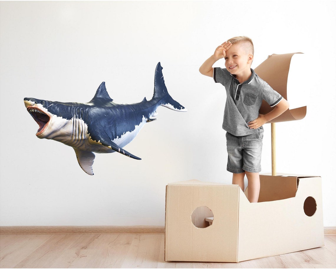 Megalodon Shark 2 Wall Decal Sticker Ocean Under the Sea Kids - Etsy