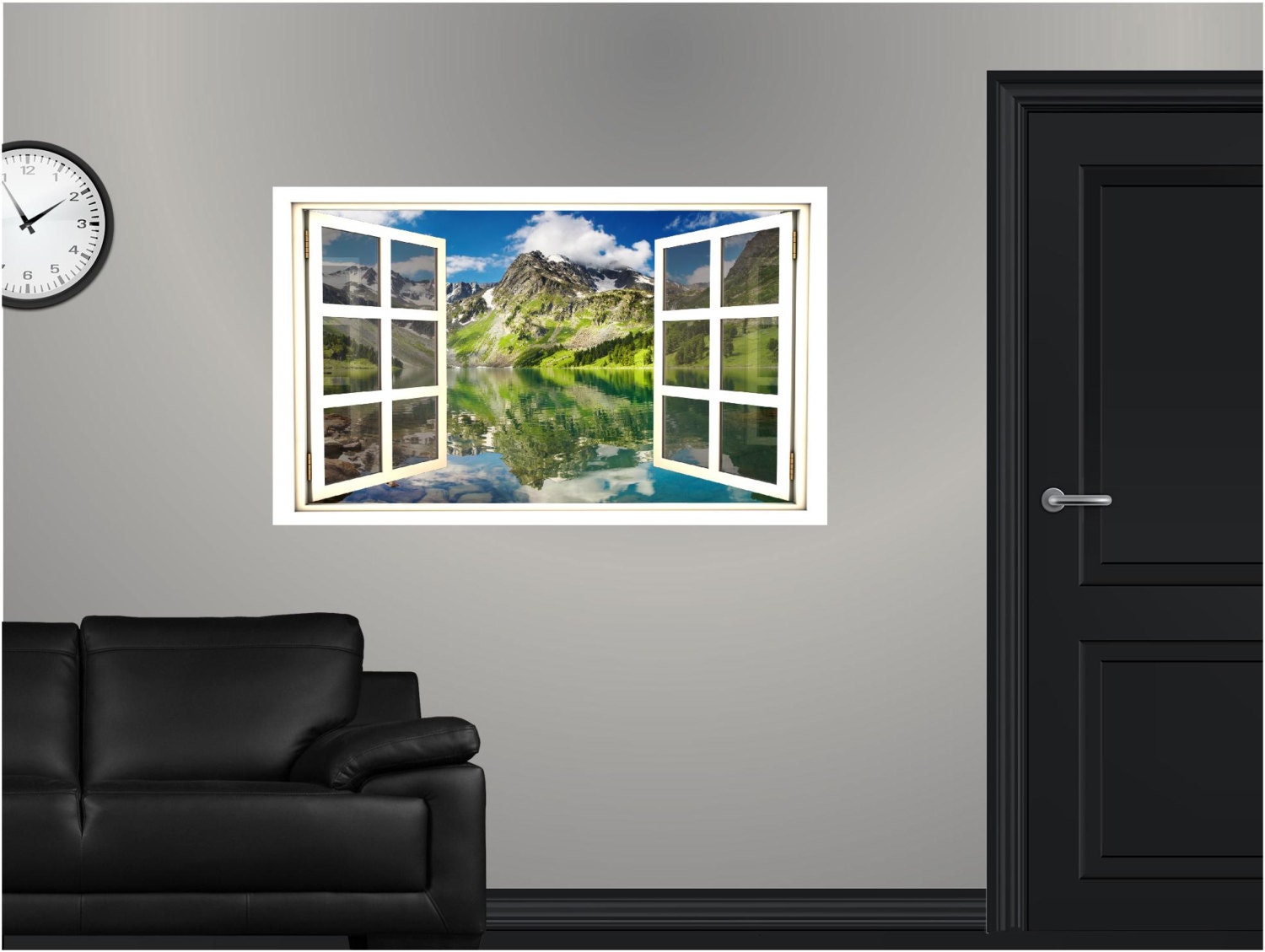 Window Scape Mountain Lake 2 Wall Decal 3D Sticker Mountain - Etsy