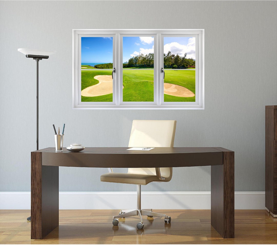 Window Scape Golf Course Ocean #4 Wall Decal Graphic Sticker Mural Kids ...