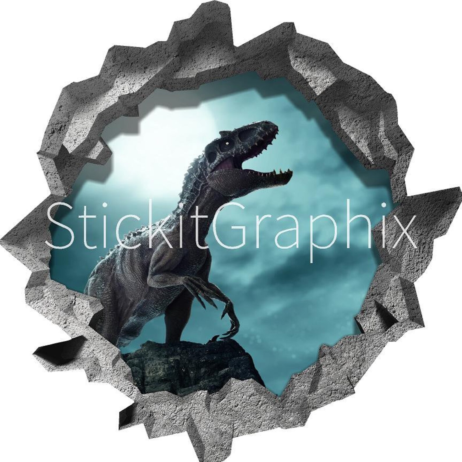 Hole in the Wall INDORAPTOR AT NIGHT 3D Wall Decal Dinosaur - Etsy