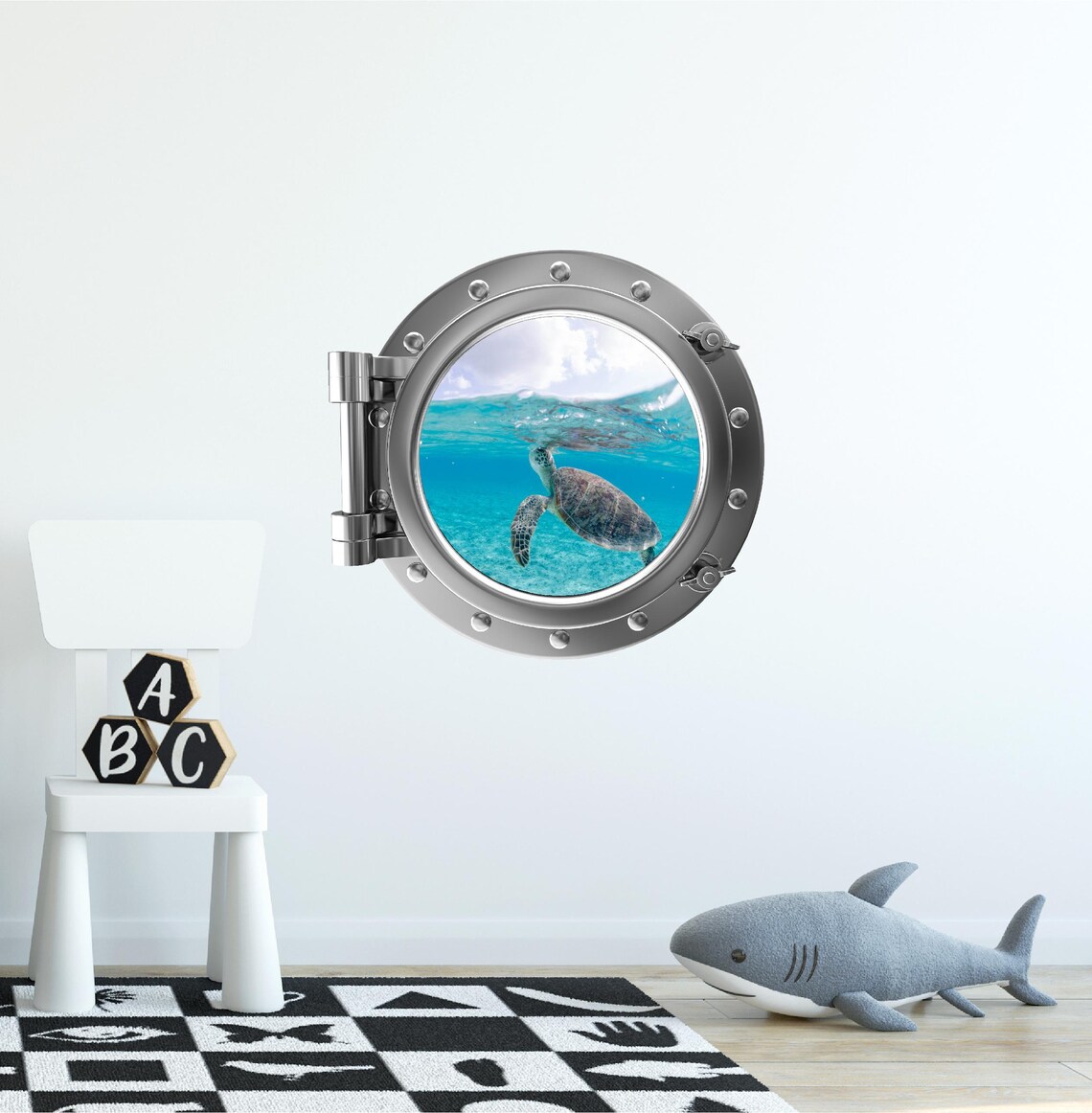 Port Scape Baby Turtle #6 Porthole Wall Sticker Decal Sea Turtles ...