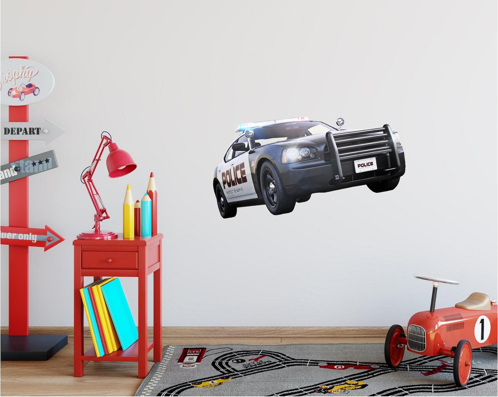 Police Cop Car Wall Decal Vinyl Sticker 3D Wall Art Boys Kids - Etsy