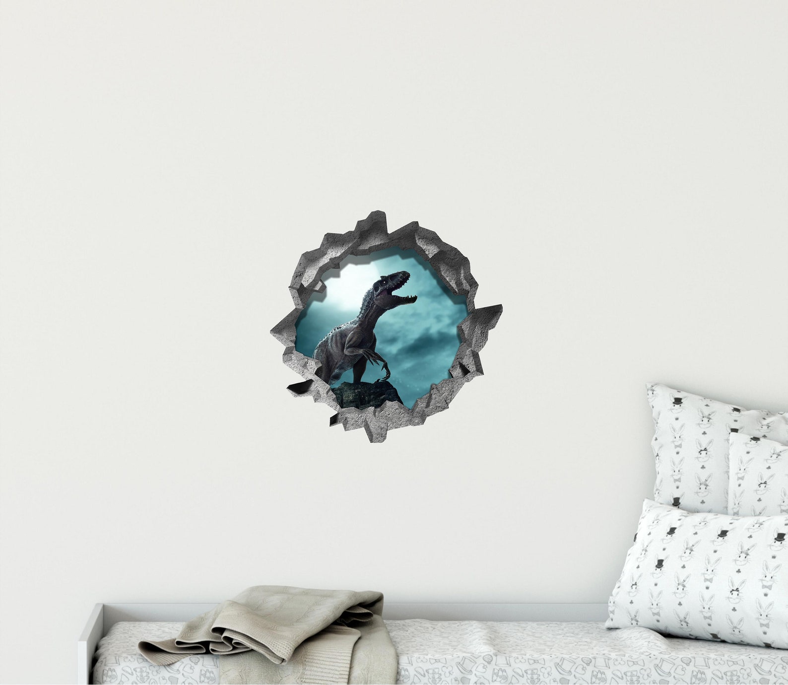Hole in the Wall INDORAPTOR AT NIGHT 3D Wall Decal Dinosaur - Etsy