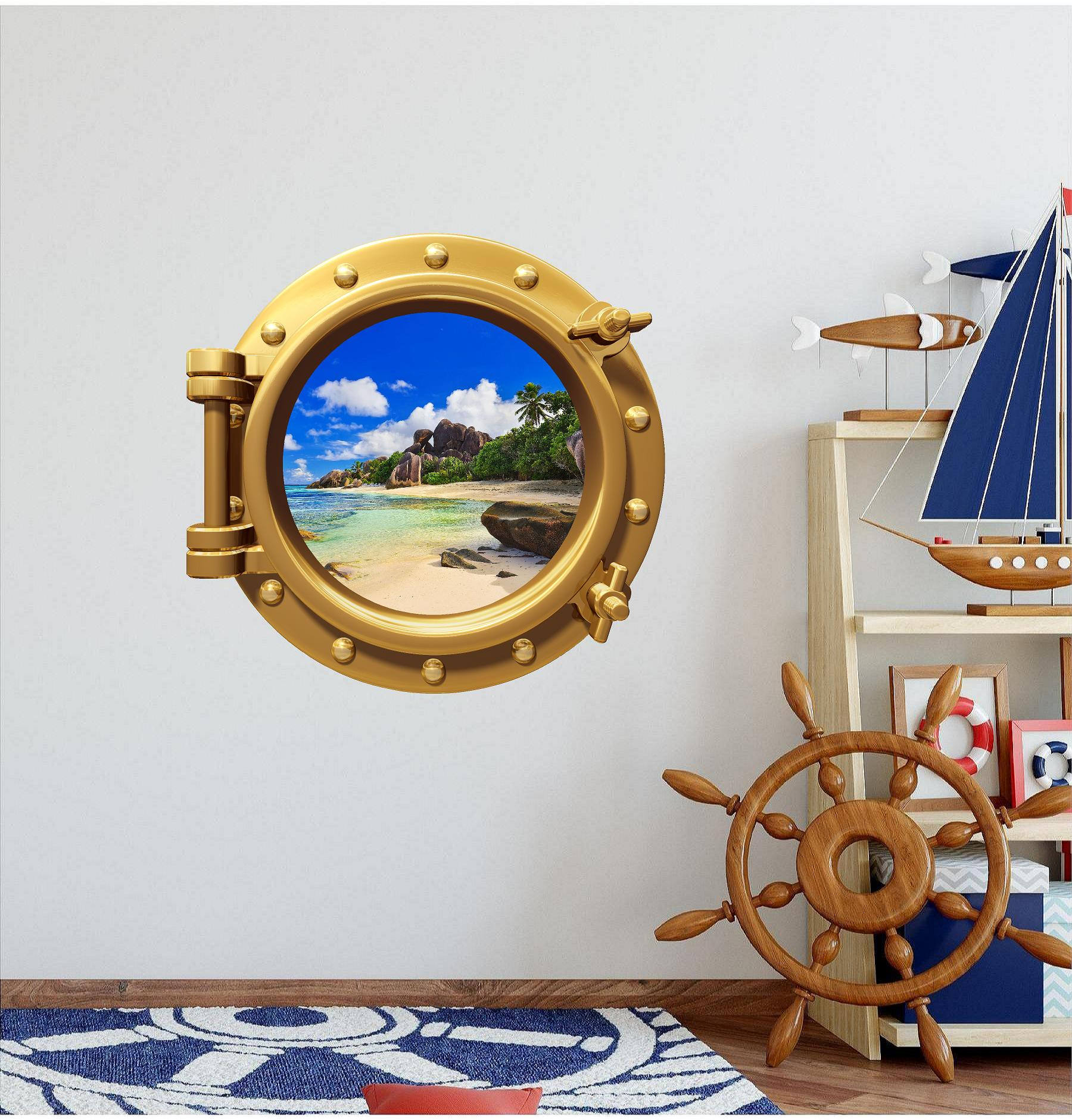 Tropical Beach #2 Porthole Wall Decal Sticker Graphic Ocean Sea Window ...