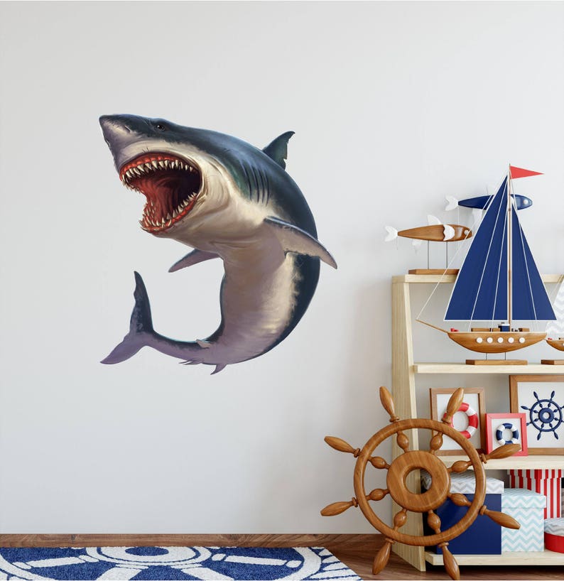 Shark Week Shark Shark Wall Decal Megalodon Shark Under - Etsy