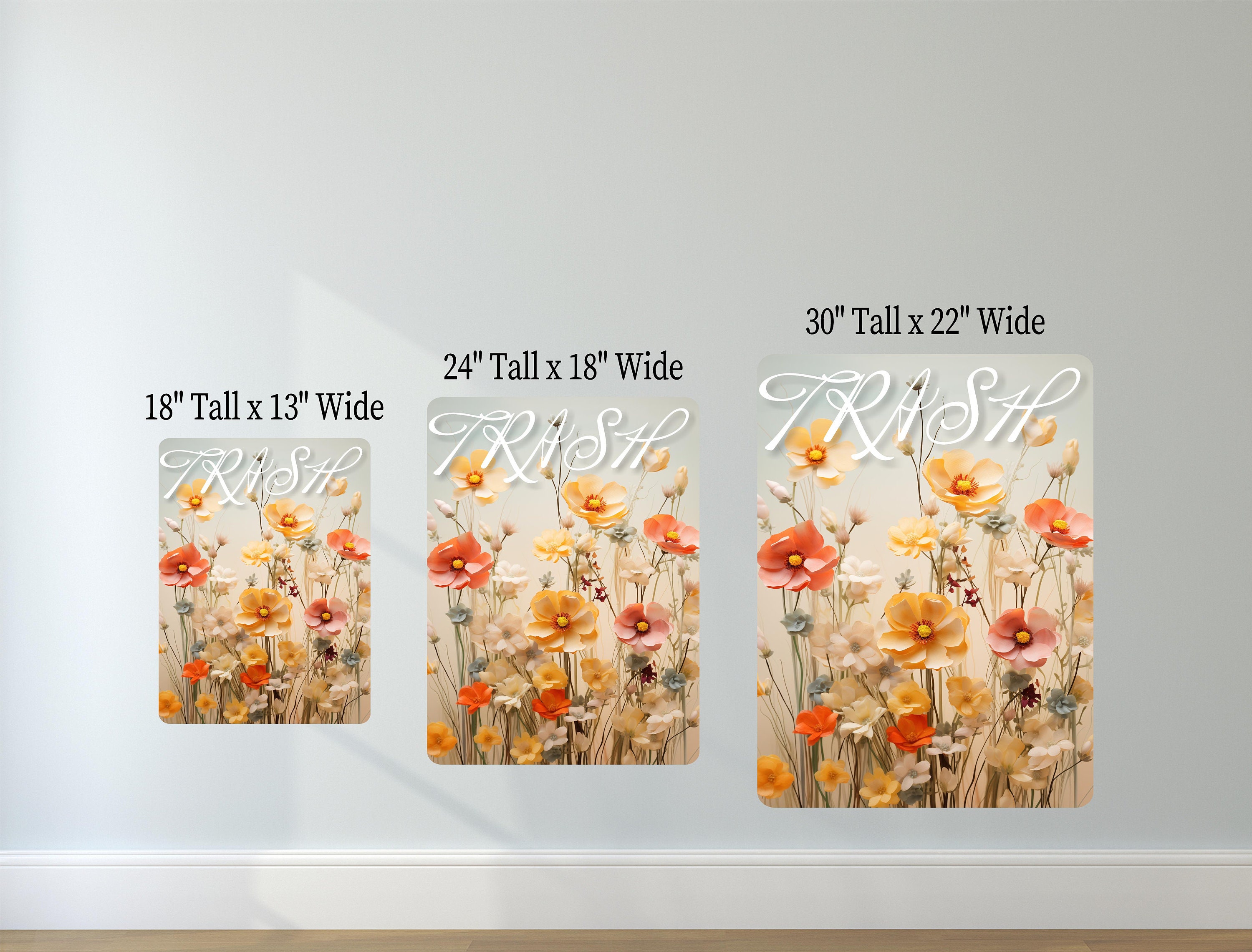 Trash Can Wall Guard Wildflower Removable Decal Sticker Splash/anti ...