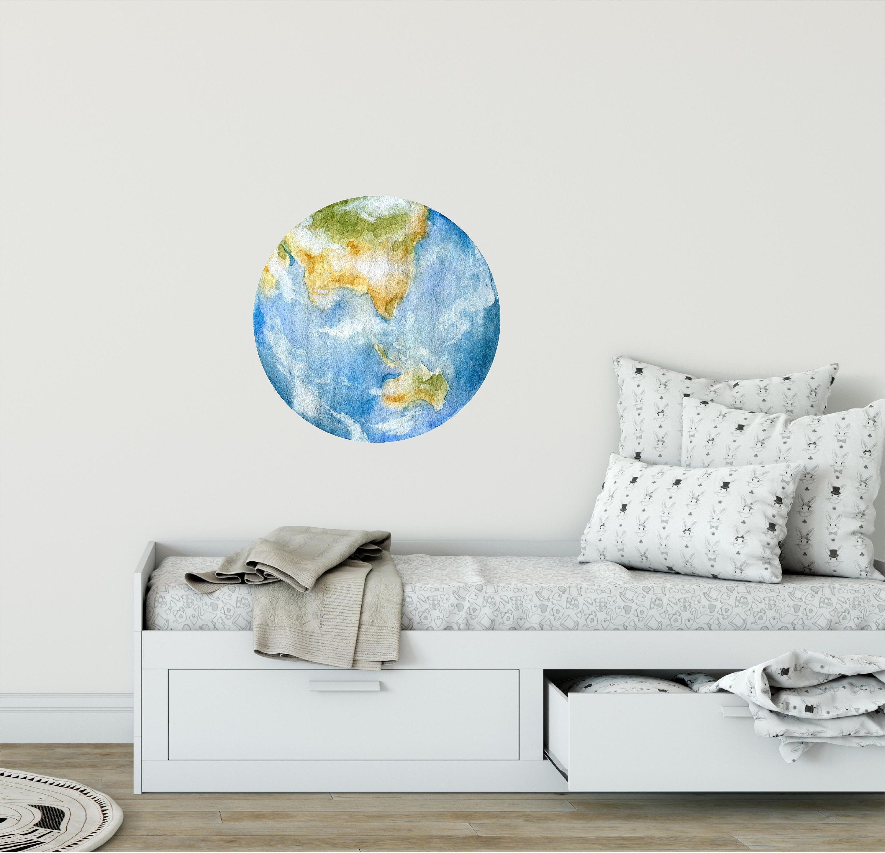 Watercolor Earth Wall Decal Space Planet Wall Sticker - Etsy