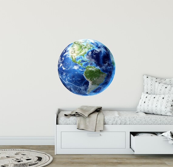 Planet EARTH 1 Wall Decal Removable Fabric Vinyl Wall Sticker | Etsy