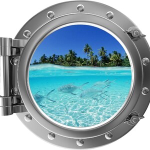 Port Scape Shallow Water #1 Porthole Wall Sticker Graphic Decal Ocean ...