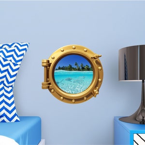 Port Scape Shallow Water #1 Porthole Wall Sticker Graphic Decal Ocean ...