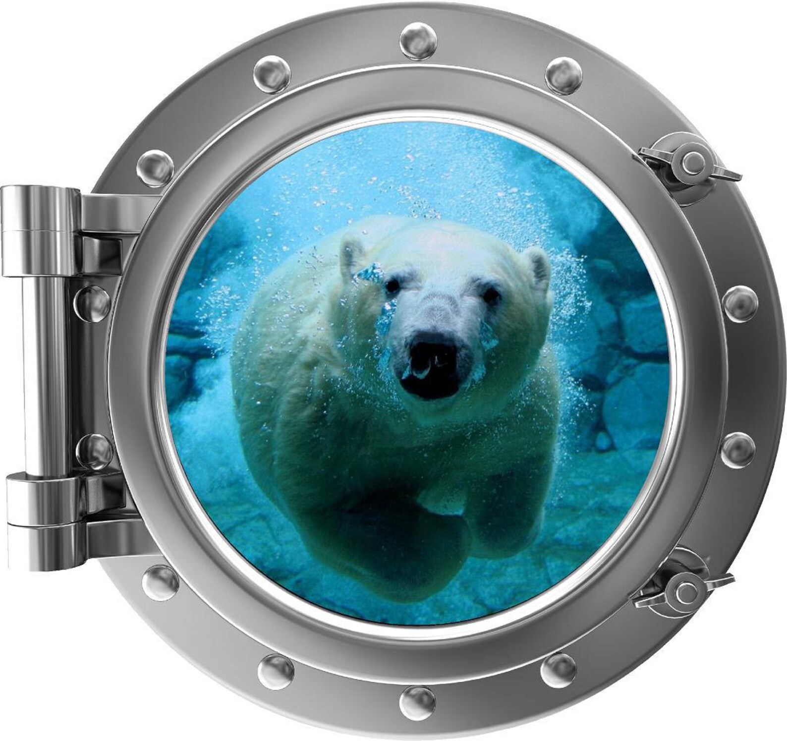 Port Scape Polar Bear Porthole Wall Decal Mural Instant Great White Sea ...