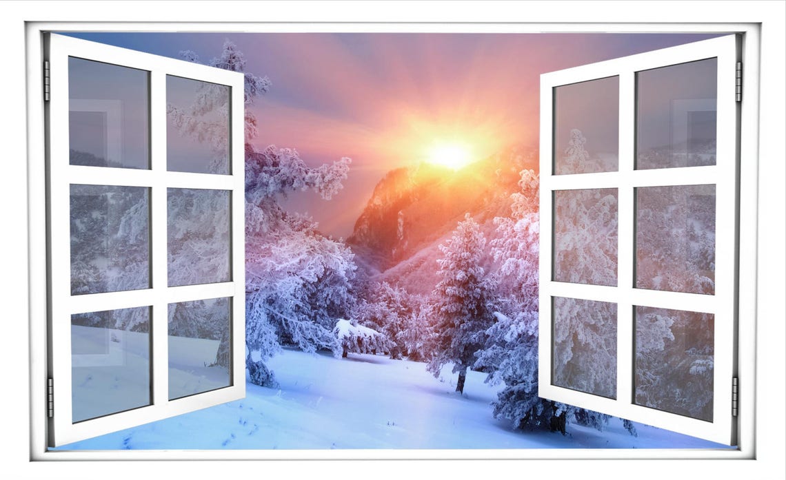 Window Scape Winter Morning Wall Decal Graphic Sticker Snow | Etsy