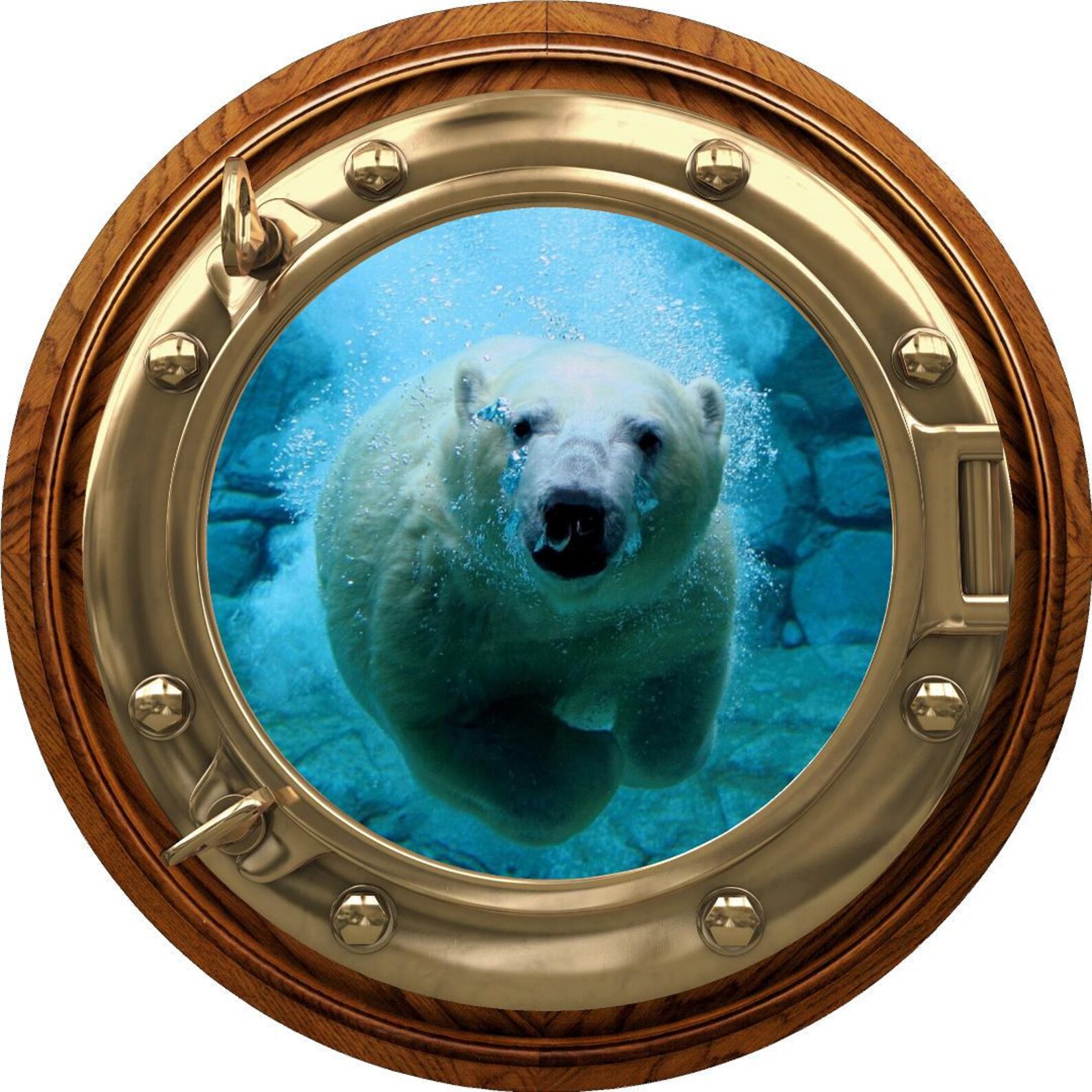 Port Scape Polar Bear Porthole Wall Decal Mural Instant Great White Sea ...