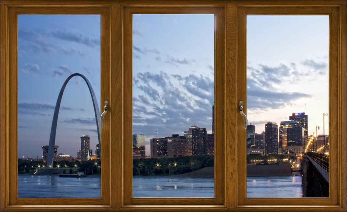Window Scape St. Louis Arch Dusk #1 3D Window Wall Decal Sticker Mural ...