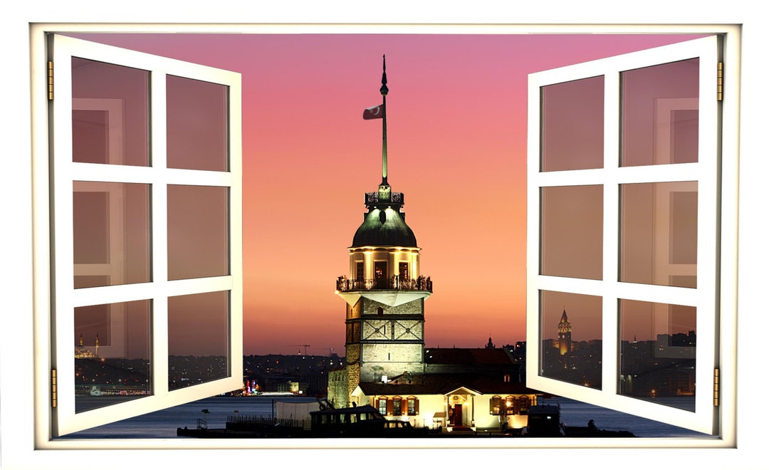 Window Scape Tower at Dusk 3D Window Wall Decal Sticker Fake - Etsy
