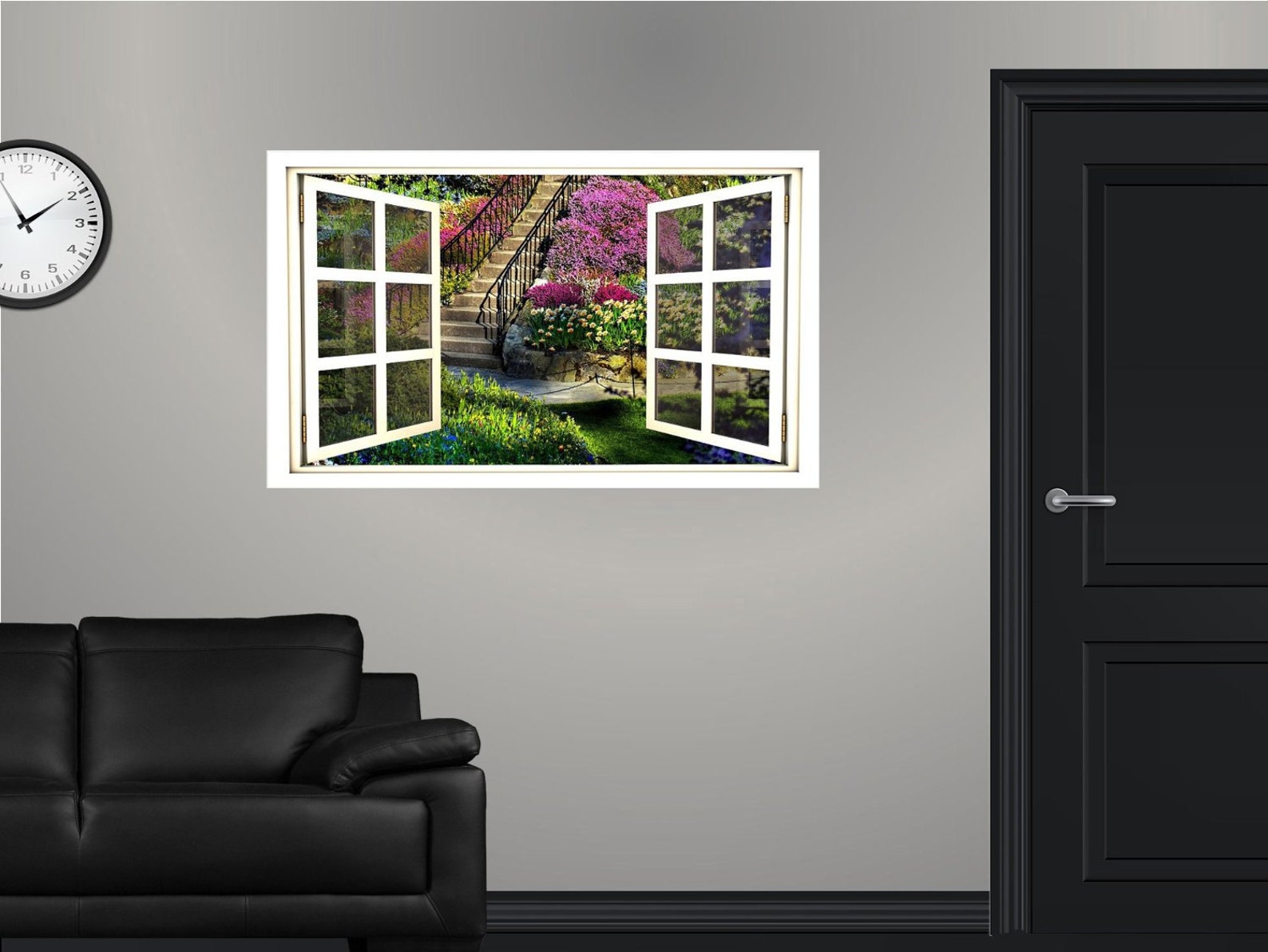 3D Effect Window View Wall Sticker Decal Amazing Flower Garden | Etsy