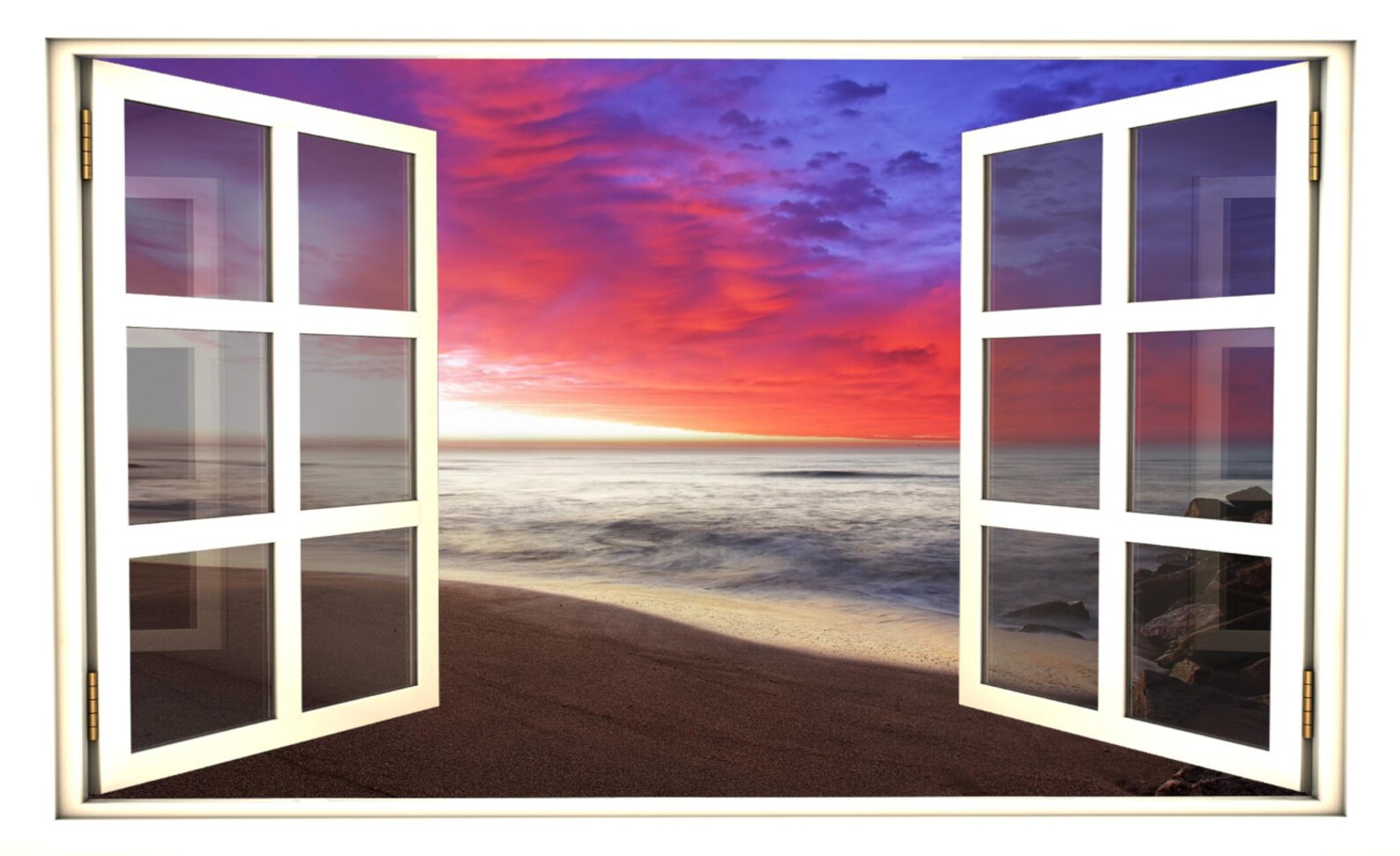 Window Scape Beach Sunrise Wall Decal Graphic Sticker Water - Etsy