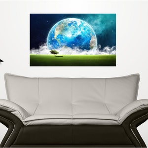 Mini-mural Fantasy Earth Wall Graphic Blue Marble Planet - Etsy