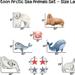 Cartoon Arctic Sea Animals Wall Decal Set of 11 Removable Fabric Vinyl ...