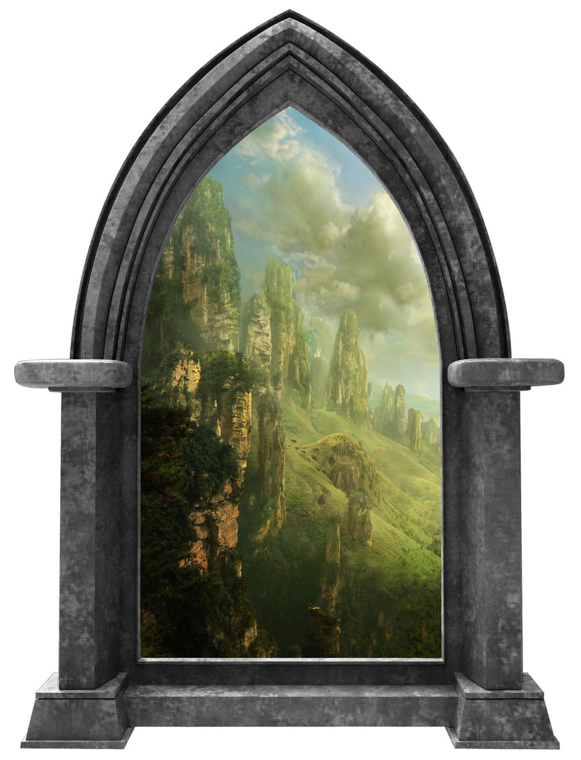 Castle Scape Rock Towers #1 Stone Castle 3D Window Wall Decal Sticker ...