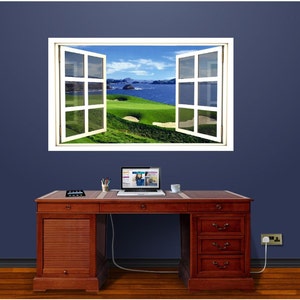 Window Scape Golf Course Ocean #2 Wall Decal Graphic Sticker Mural Kids ...