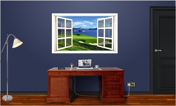 Window Scape Golf Course Ocean 2 Wall Decal Graphic Sticker - Etsy