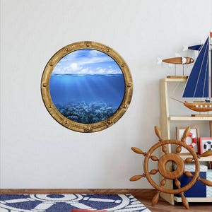 Coral Reef #2 Porthole Window Wall Decal Removable Vinyl Sea Life ...