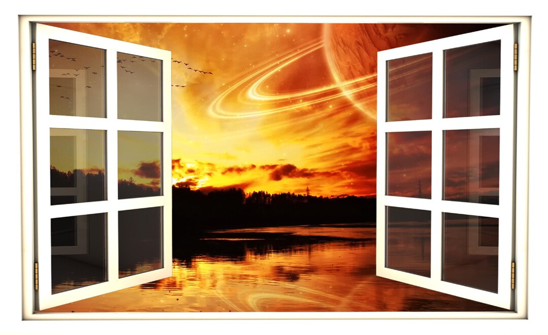 3D Window Decal Fantasy Sunset Wall Sticker Mural Landscape - Etsy