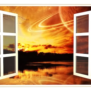 3D Window Decal Fantasy Sunset Wall Sticker Mural Landscape - Etsy
