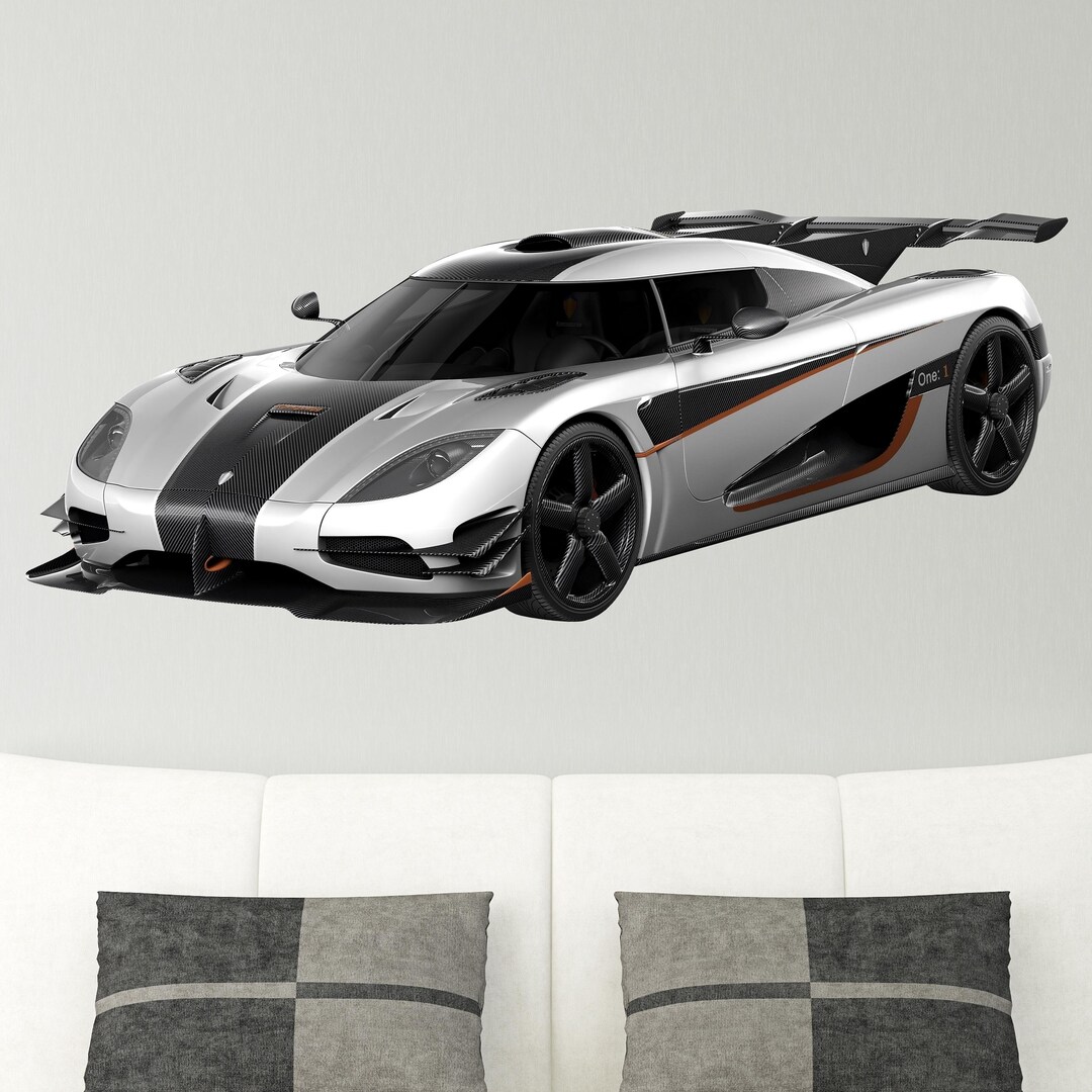 Koenigsegg One to 1 WALL DECAL Removable Hyper Car Swedish Exotic Race ...
