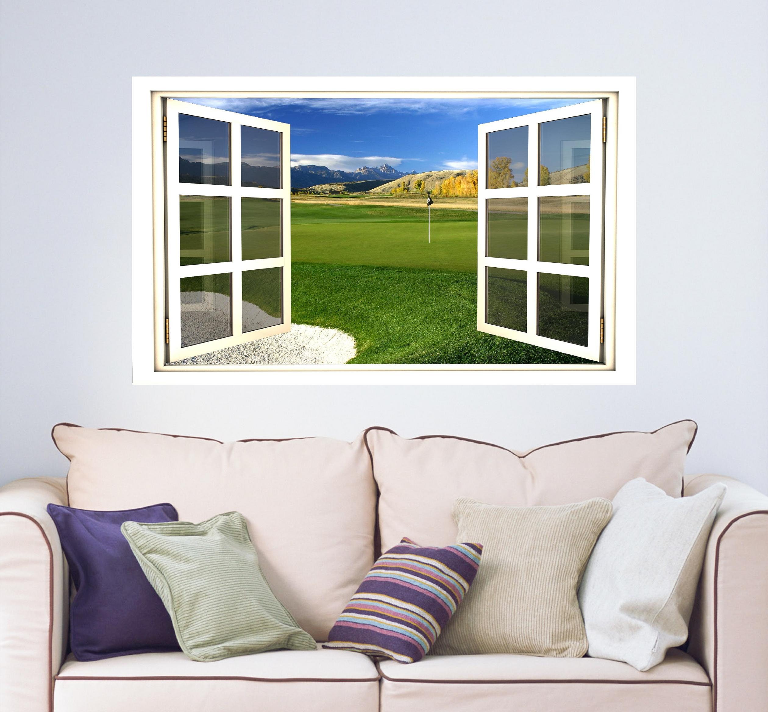 Window Scape Golf Course #1 3D Window Wall Decal Graphic Sticker Mural ...