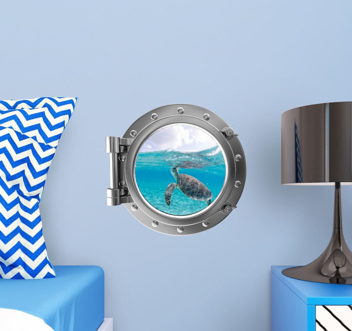 Port Scape Baby Turtle #6 Porthole Wall Sticker Decal Sea Turtles ...