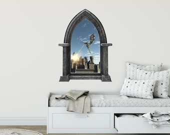 Castle Scape Rock Towers 1 Stone Castle 3D Window Wall Decal Sticker ...