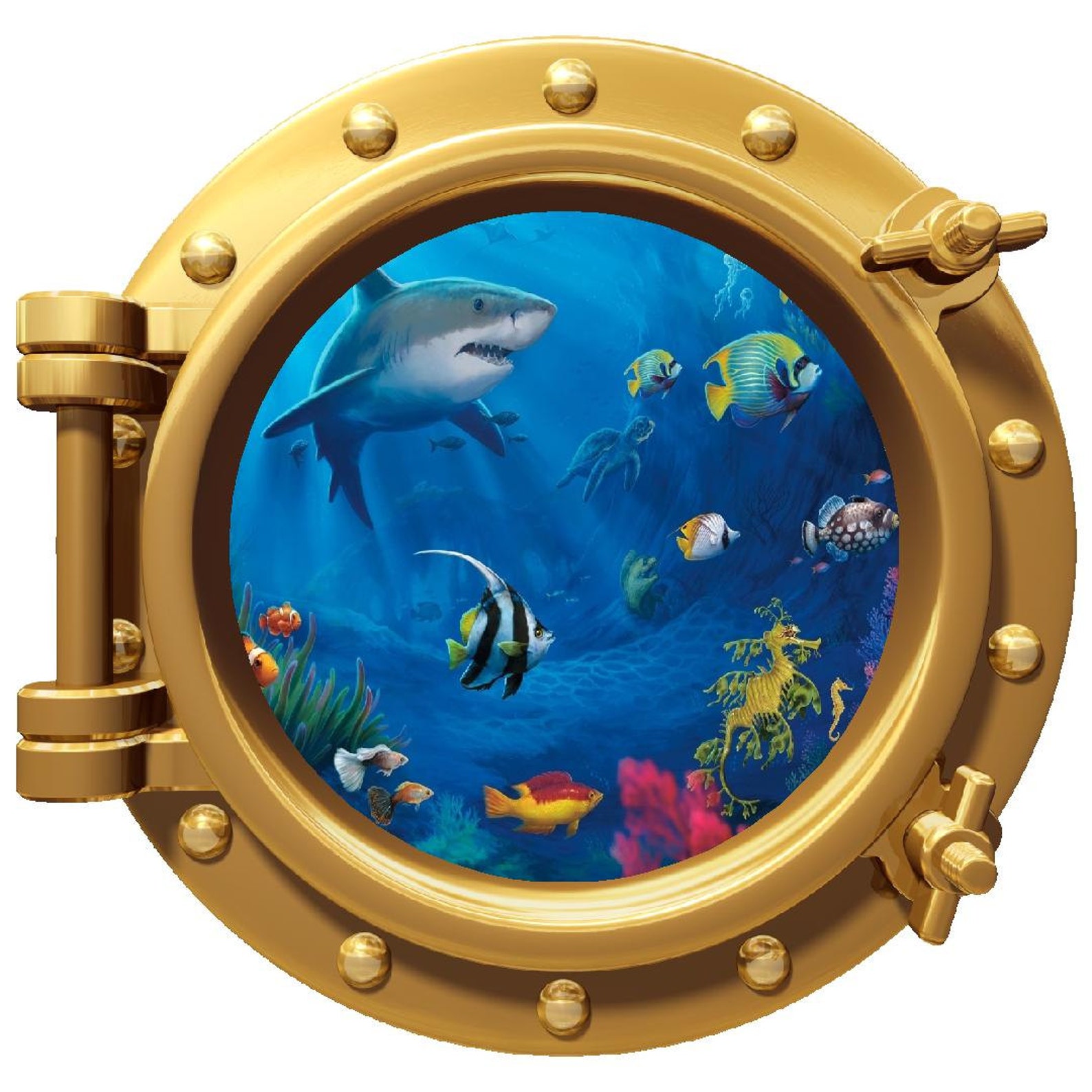 Port Scape Ocean Life Porthole Window Wall Sticker Decal Graphic ...