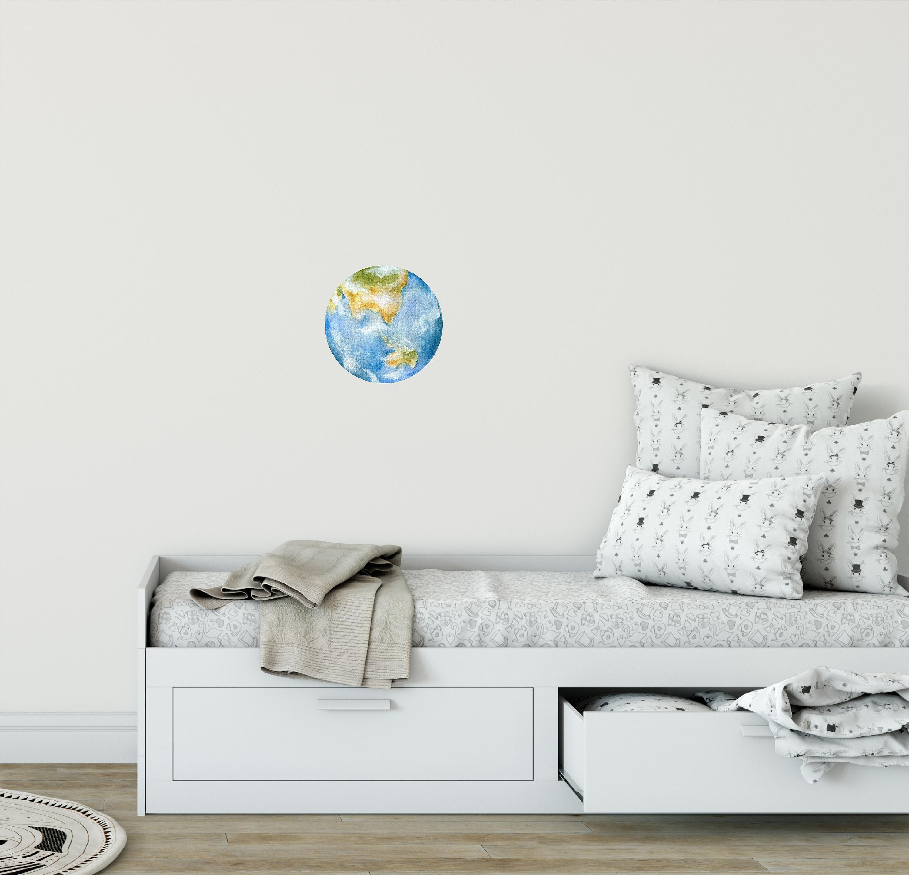 Watercolor Earth Wall Decal Space Planet Wall Sticker | Etsy