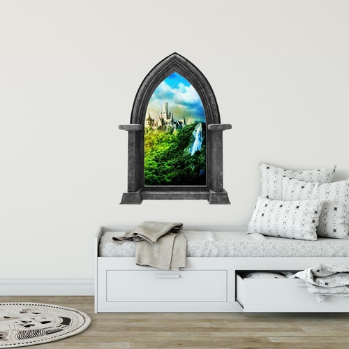 Rounded Stone Castle Window Wall Decal Fairytale Castle - Etsy