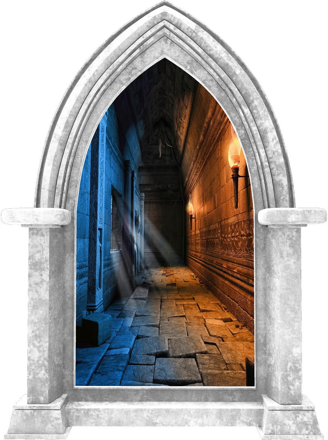 Castle Scape ICE & FIRE Dungeon Hallway Medieval 3D Window Wall Decal ...